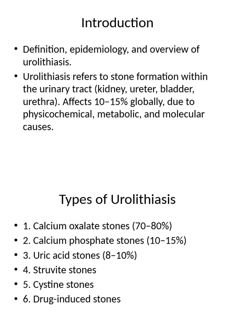 Urolithiasis: Types, Causes, and Treatments | PDF