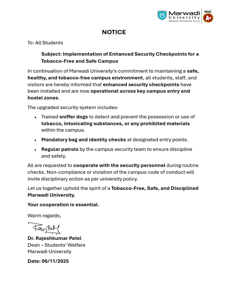 Notice - Implementation of Enhanced Security | PDF
