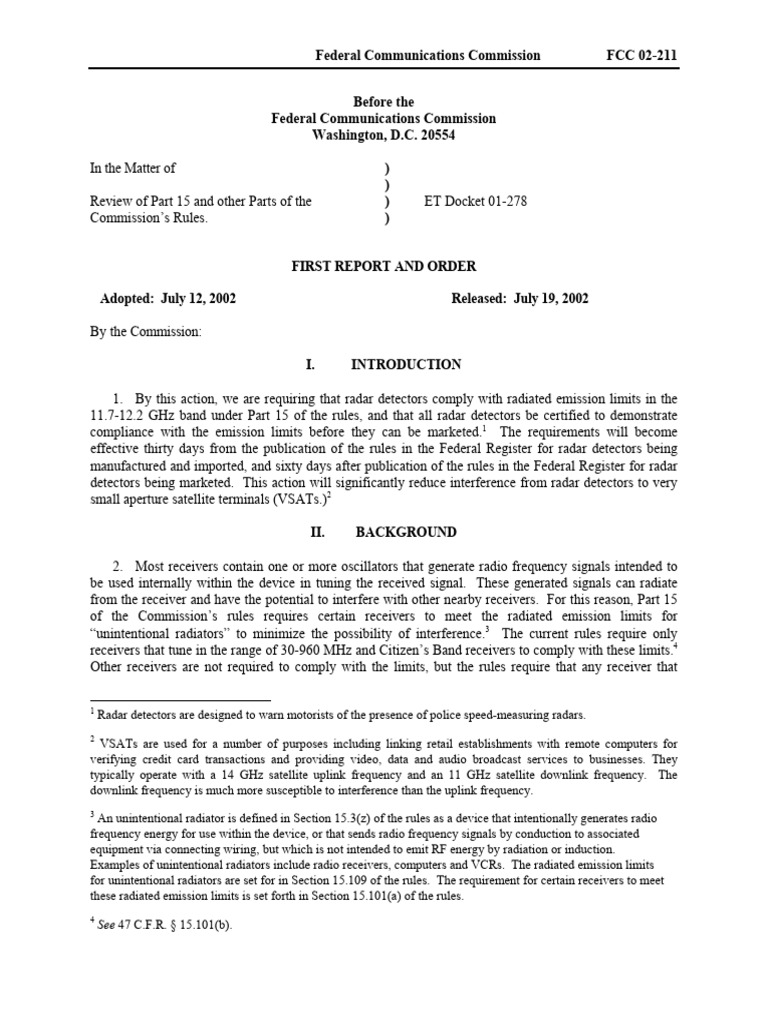 FCC 02 211a1 | PDF | Electromagnetic Interference | Radio