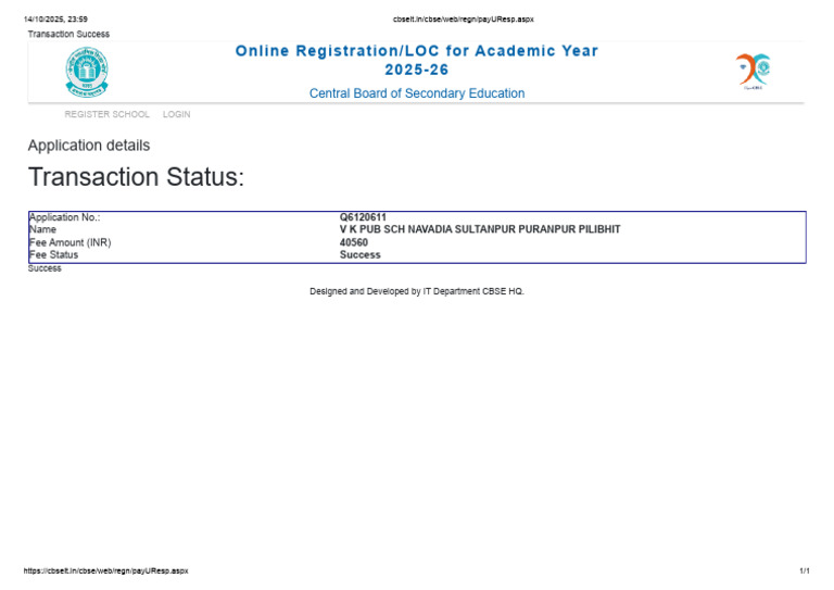 Cbseit - in Cbse Web Regn PayUResp - Aspx | PDF