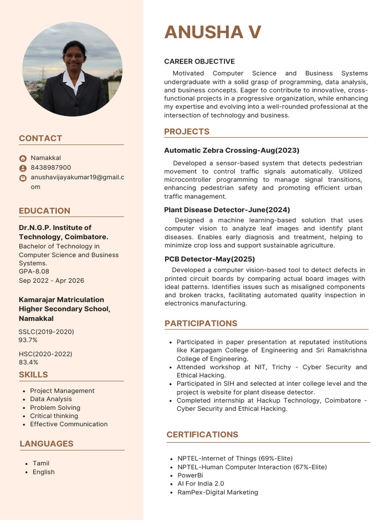 Anusha v Resume | PDF | Computer Science | Engineering