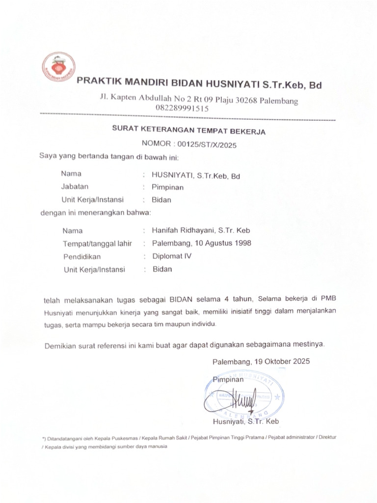Surat Keterangan Tempat Bekerja | PDF