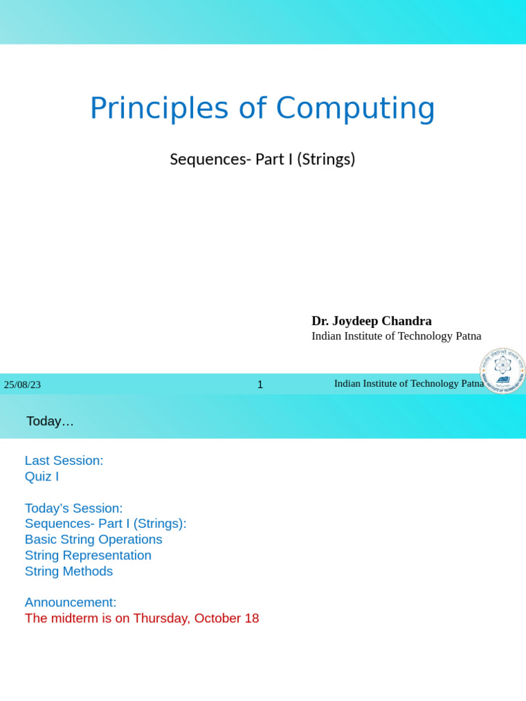Lec-11-Strings | PDF | String (Computer Science) | Character Encoding