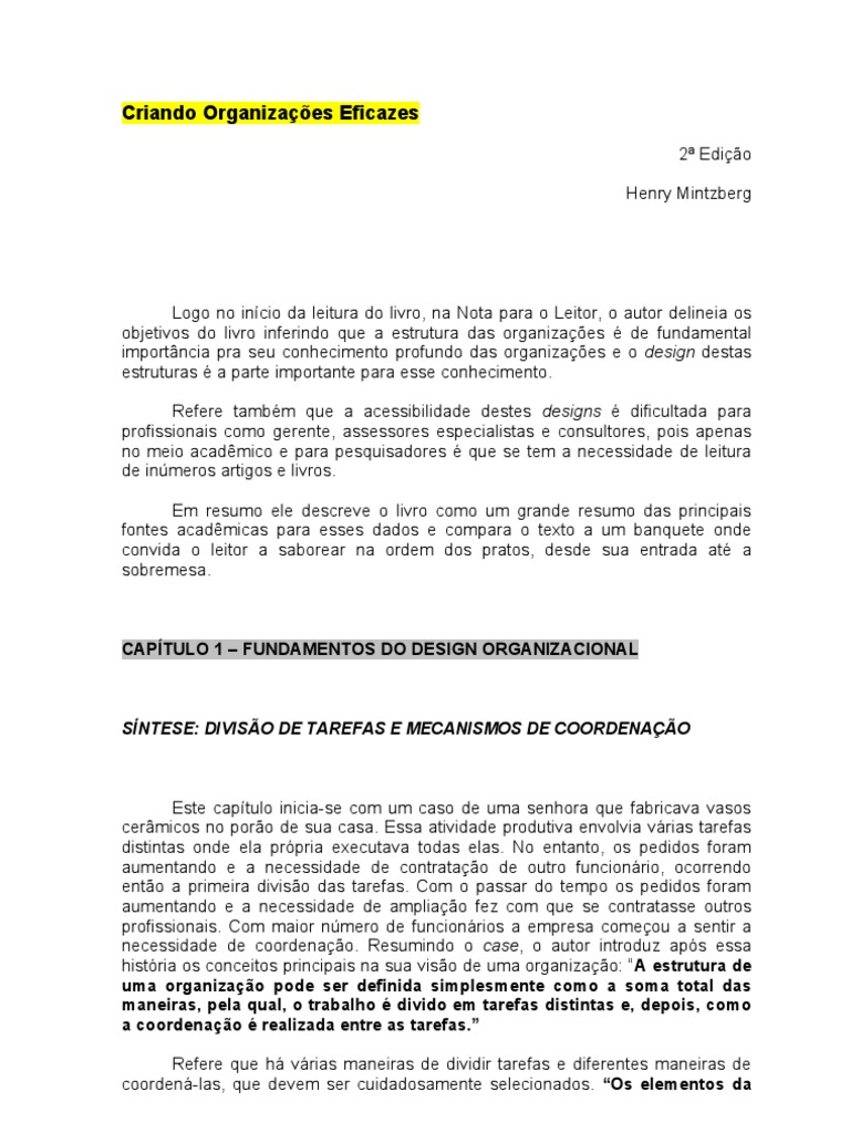 CRIANDO - ORGANIZAÇÕES - EFICAZES - Resumo Completo | PDF | Poder ... CRIANDO - ORGANIZAÇÕES - EFICAZES - Resumo Completo | PDF | Poder ...