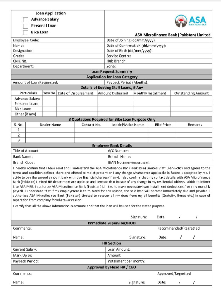 Loan Application Form. | PDF