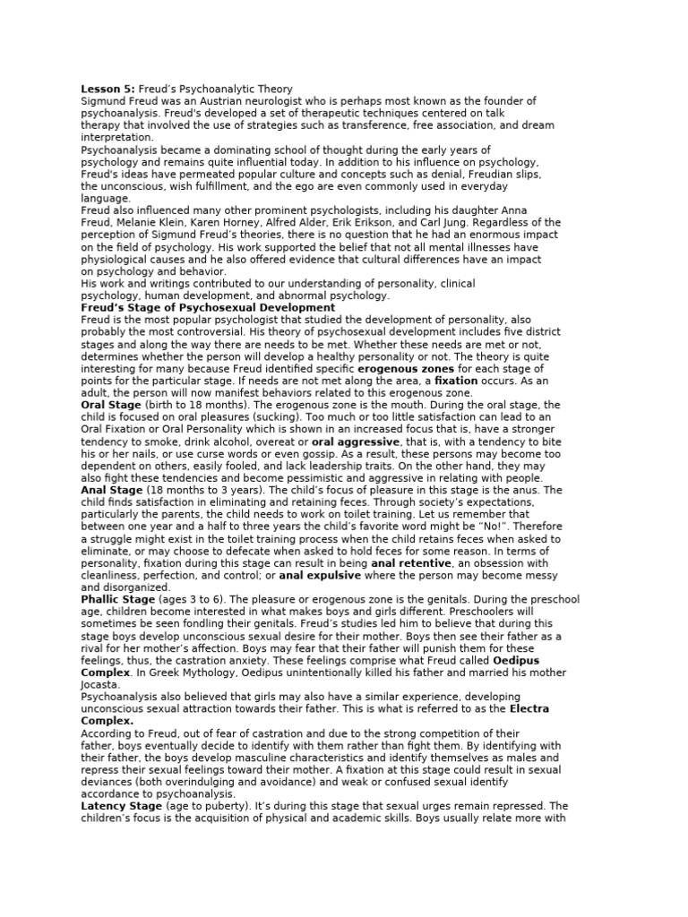 Lesson 1-3 | PDF | Developmental Psychology | Sigmund Freud