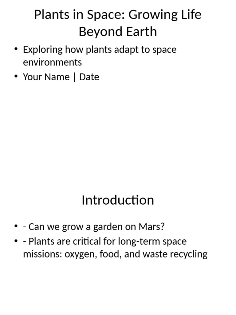 Growing Plants in Space: Challenges & Successes | PDF