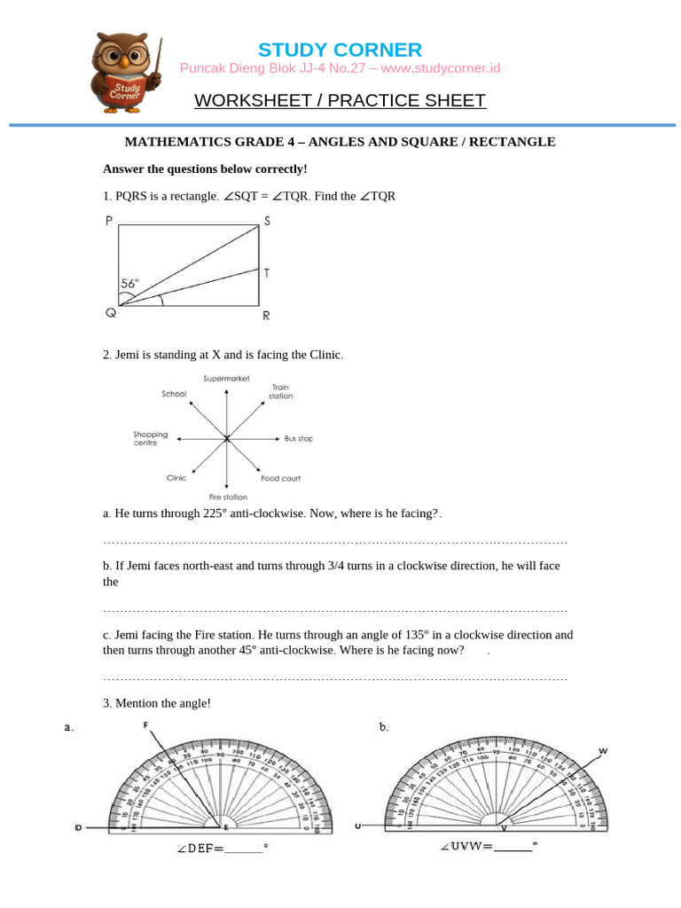 CT Practice Unit Angles and Square2 | PDF