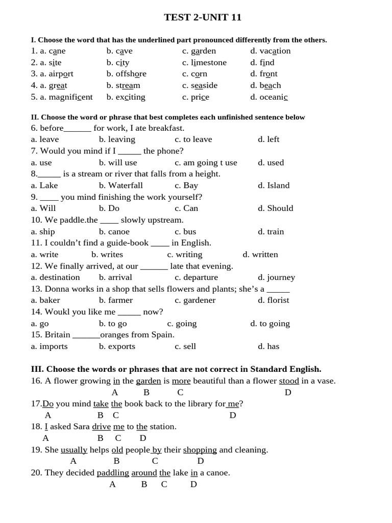 Test 2 Unit 11 | PDF