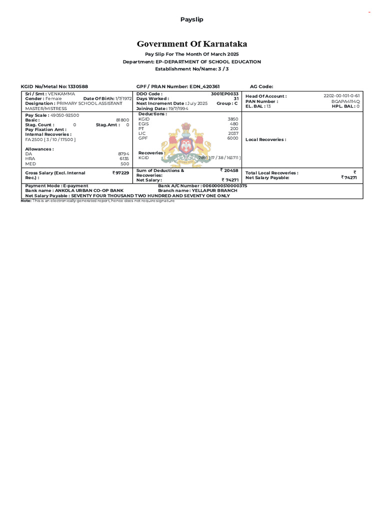 View Payslip | PDF | Payments | Expense