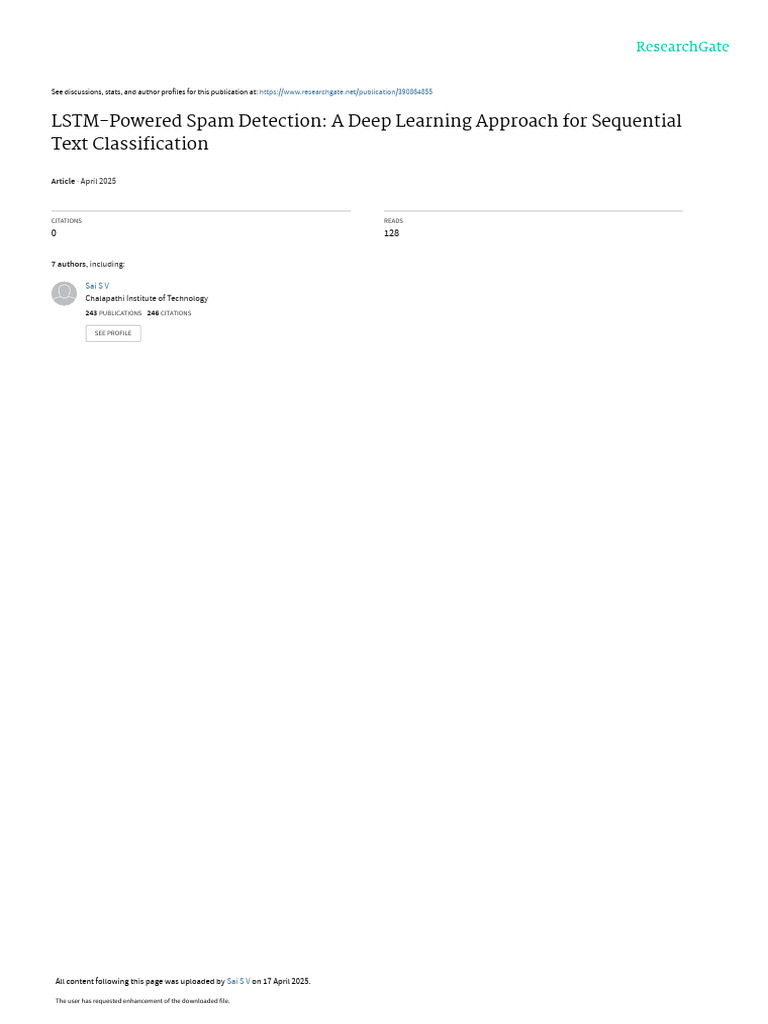 LSTM Spam Detection for SMS Classification | PDF | Deep Learning ...