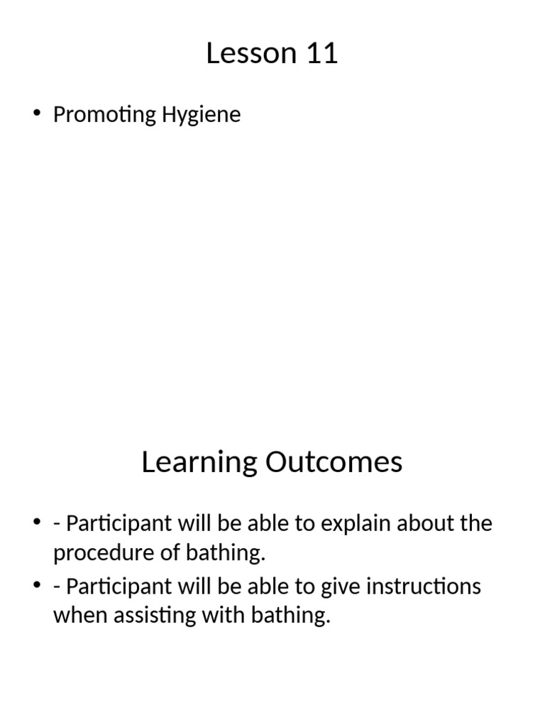 Lesson 11 Promoting Hygiene | PDF