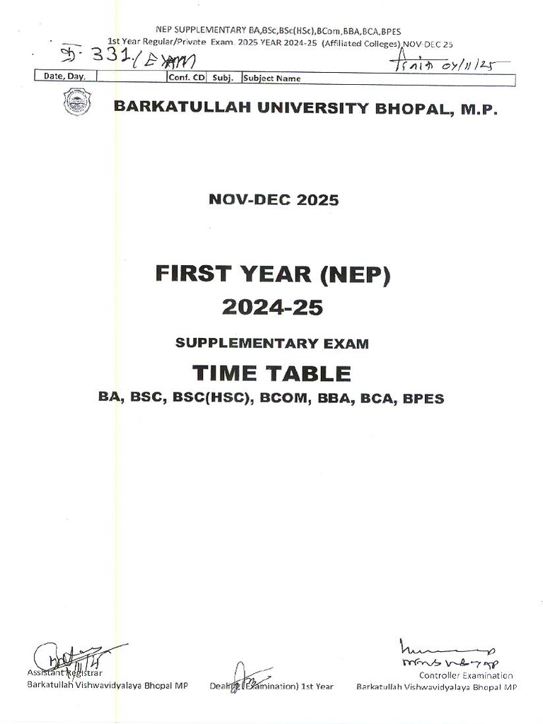 First Year Nep Time Table | PDF