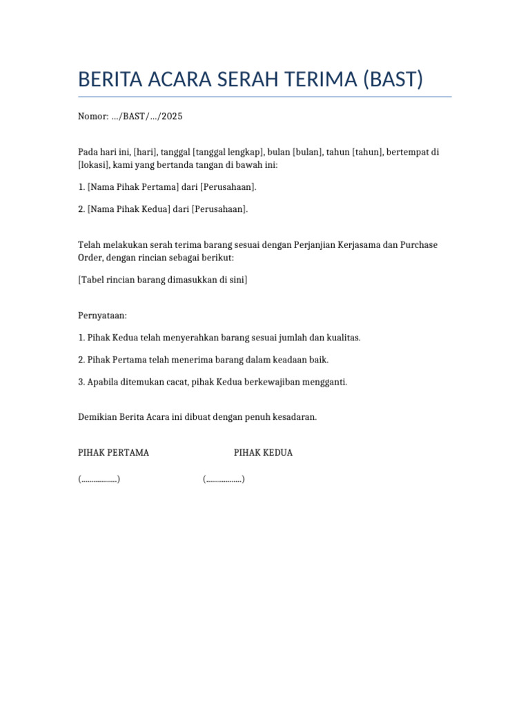 BAST Template | PDF