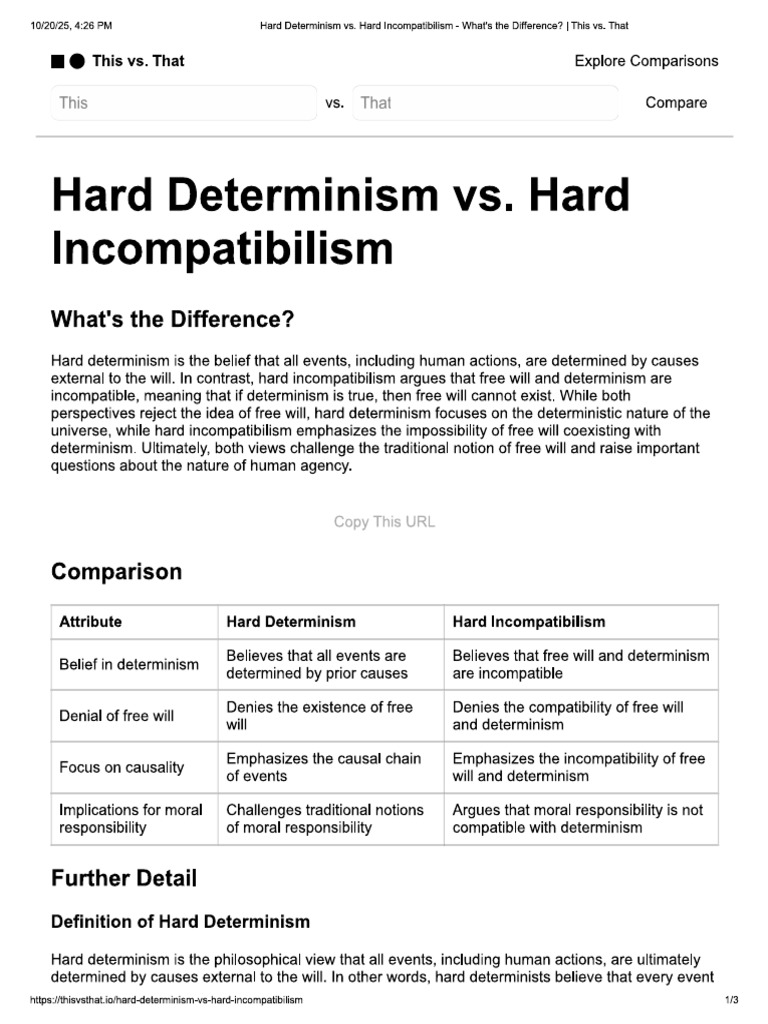 Determinism Vs Incompatibilism | PDF