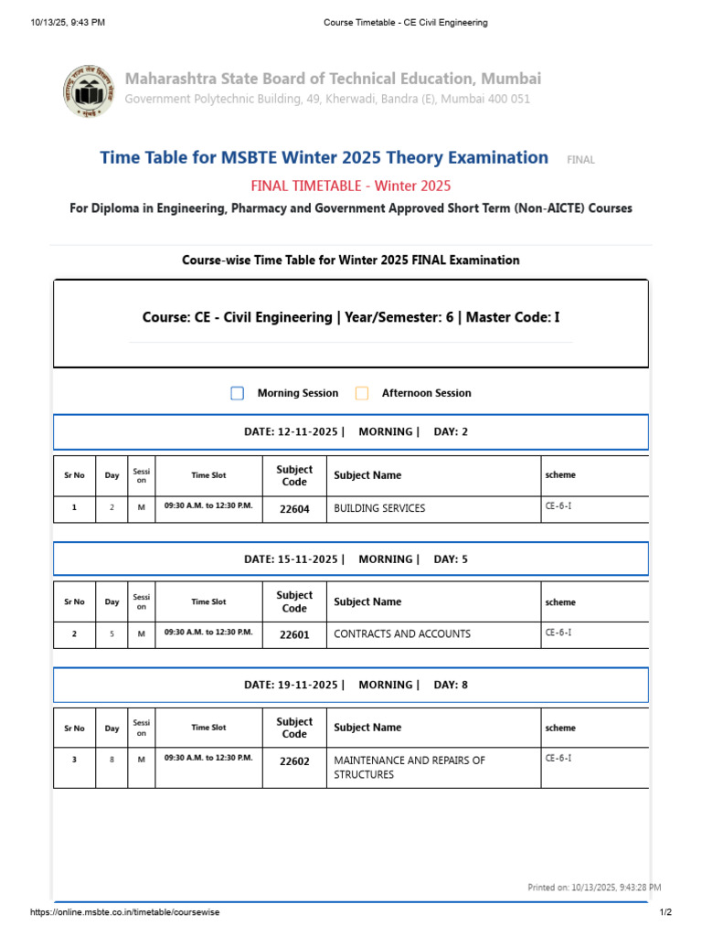 Course Timetable - CE Civil Engineering 2 | PDF | Qualifications ...