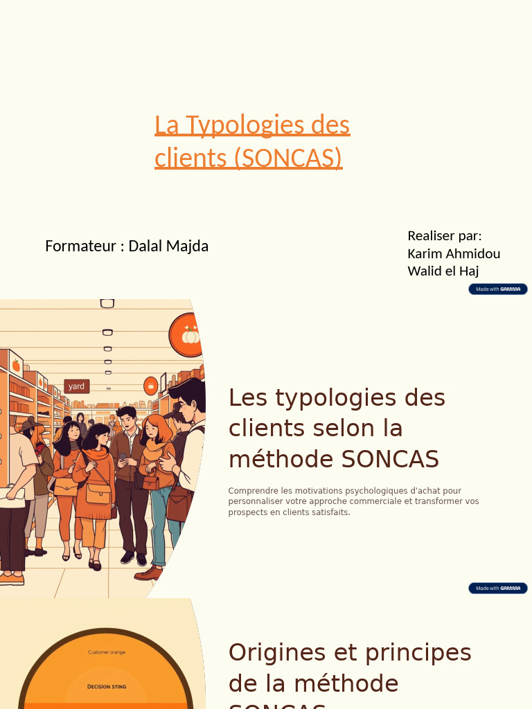 Typologie Client : Méthode SONCAS | PDF