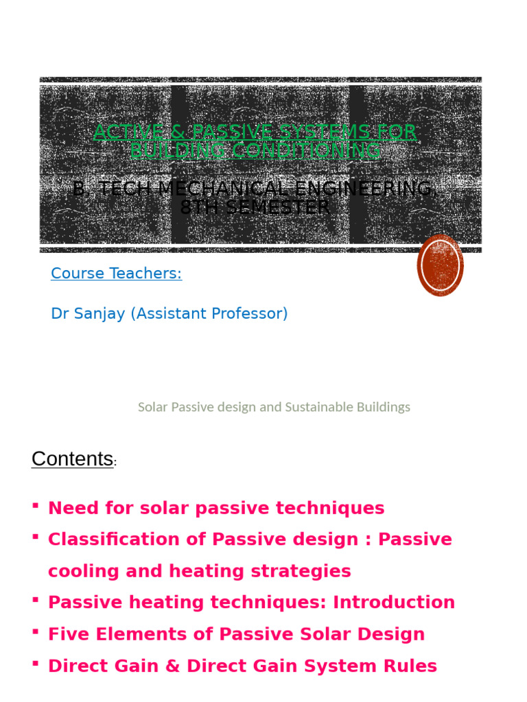 Solar Passive Design-Passive Heating (L-1) | PDF | Solar Energy ...