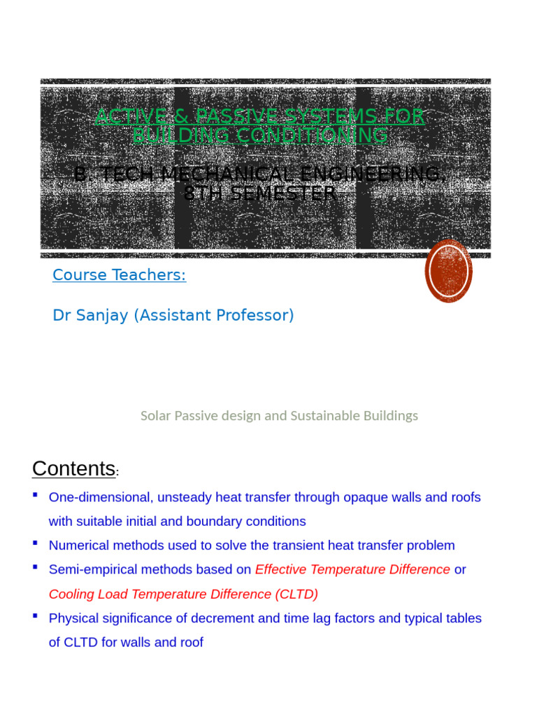 Solar Passive Design-Heating and Colling Load Calculations | PDF | Heat ...