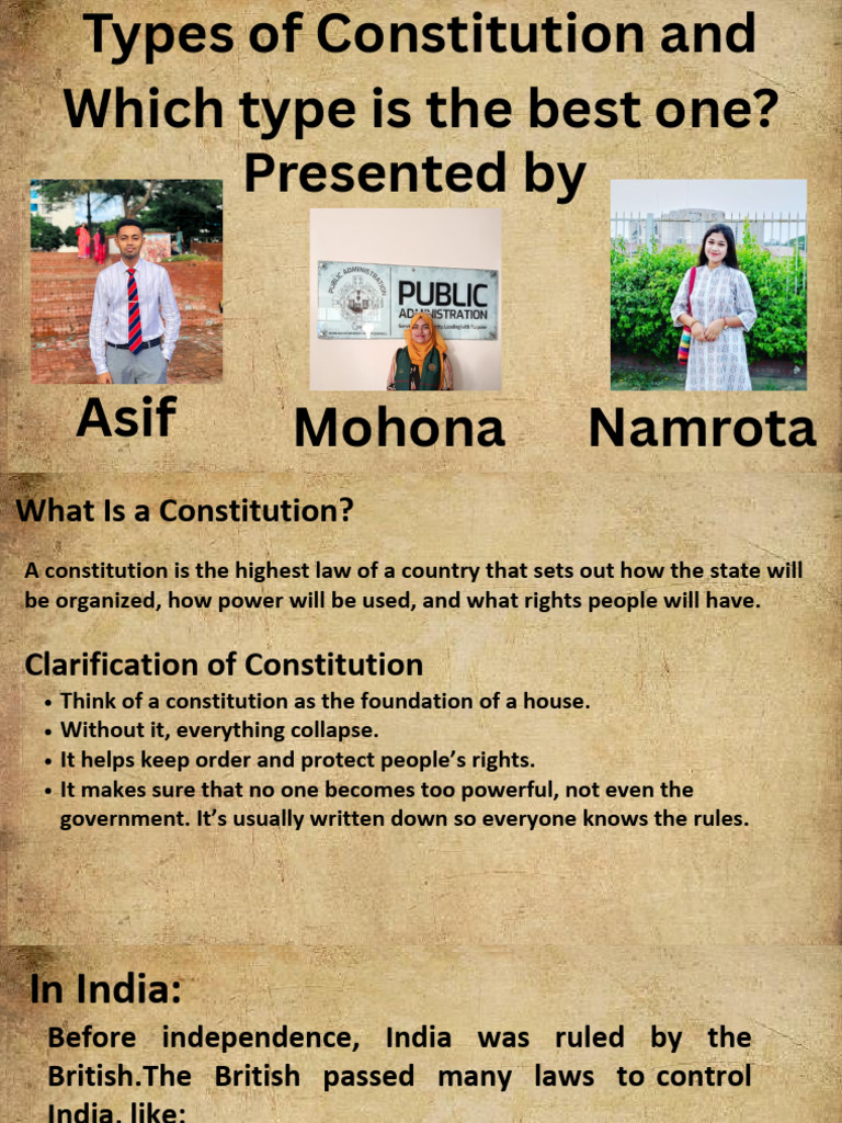 Group1 - What's Constitution? Types? | PDF | Constitution | Sources Of Law