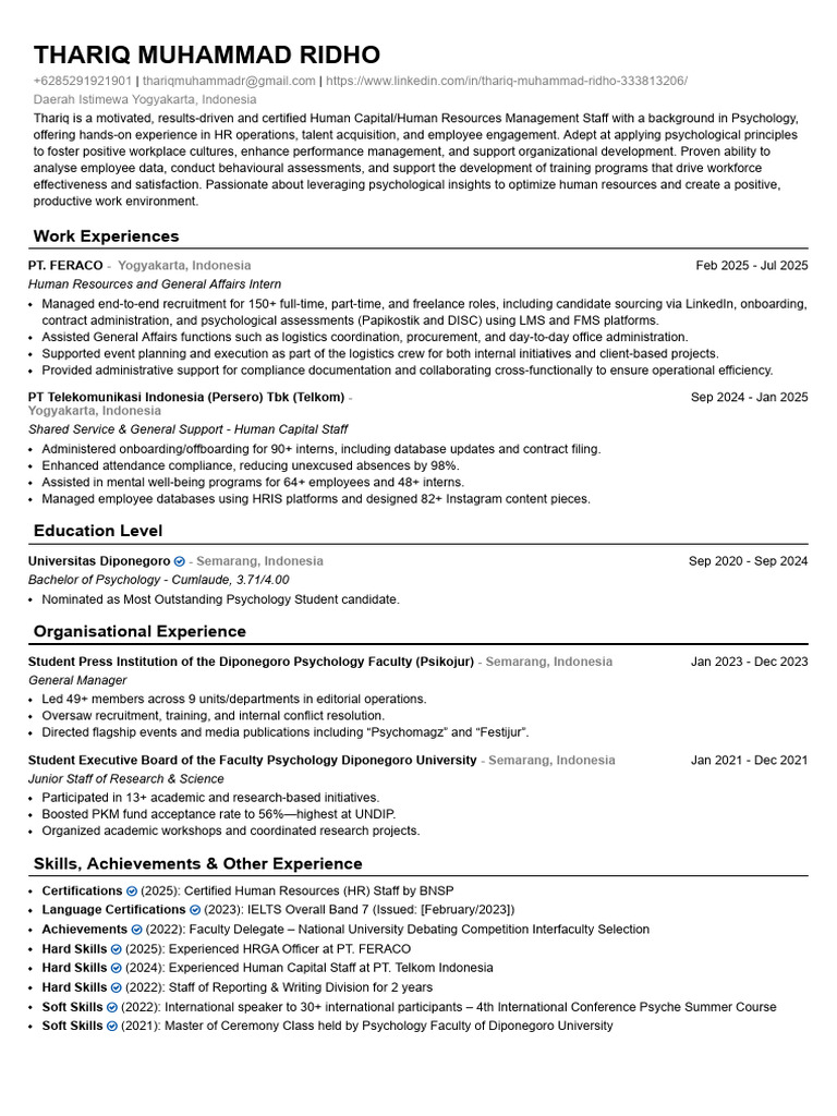 Human Resources Specialist Profile | PDF | Applied Psychology ...