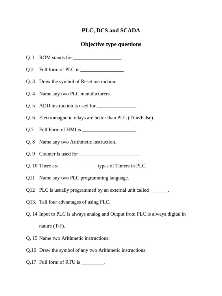 PLC Short Questions | PDF