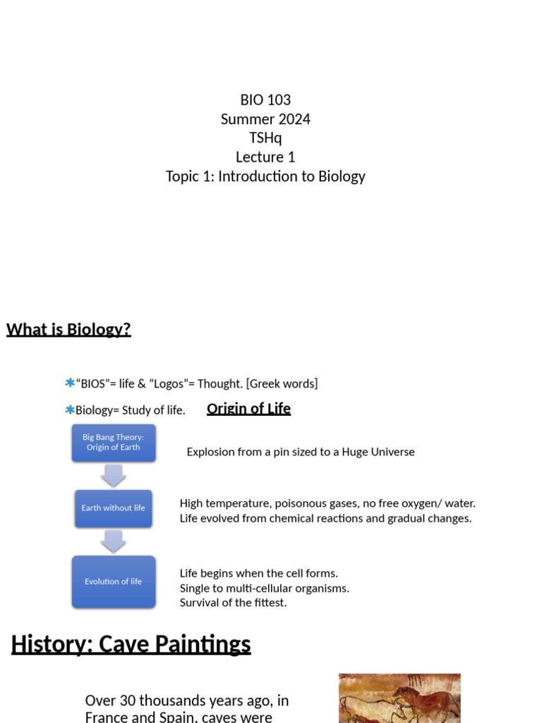 BIO 103 Lecture 1 | PDF | Biology | Cell (Biology)