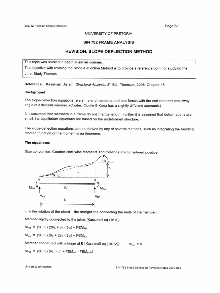 Slope Deflection Revision Notes | PDF