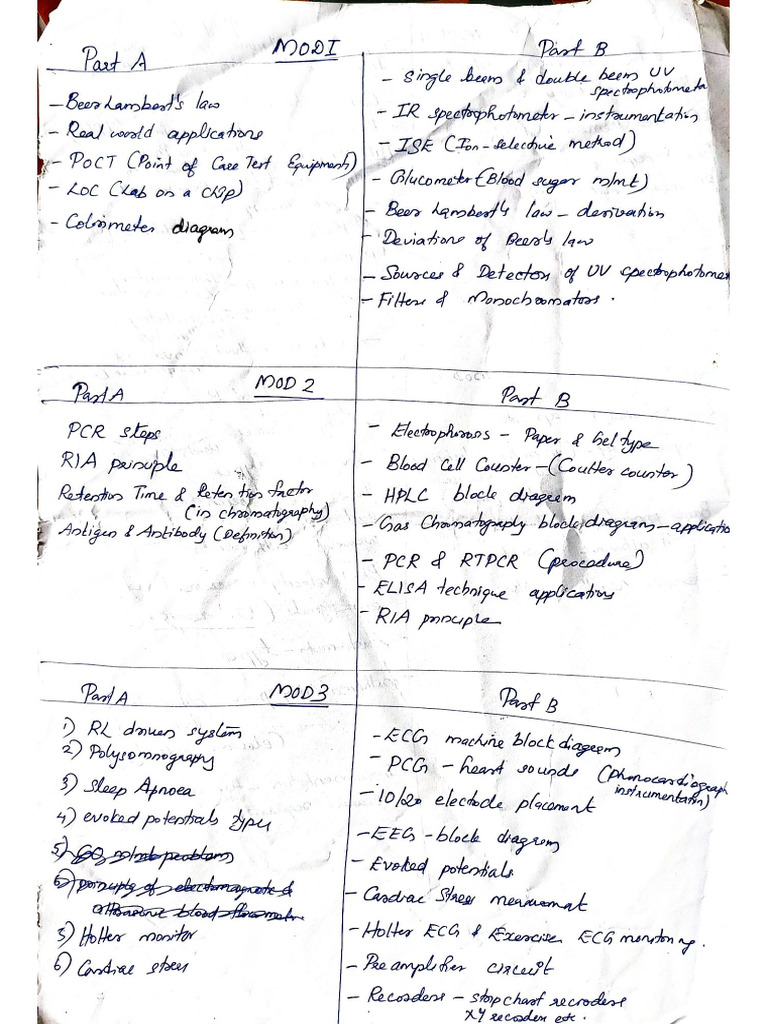 BMT301 Module Wise Topics For Part A and Part B | PDF