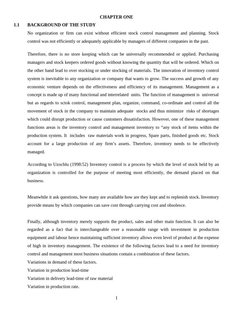 Igwilo Precious Munachimso Main Project | PDF | Inventory | Chi Squared ...
