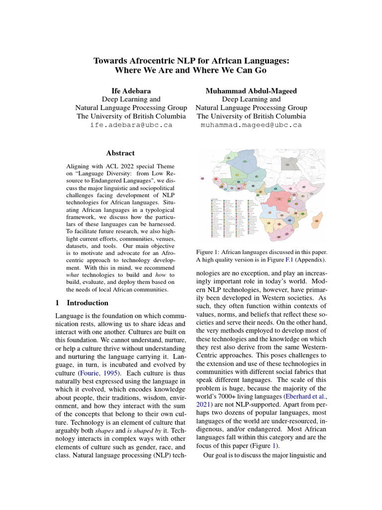 Towards Afrocentric NLP For African Languages Wher | PDF | Tone ...