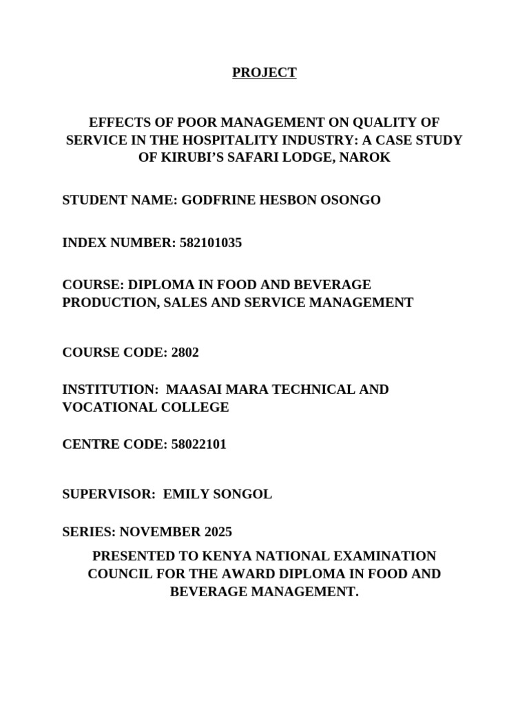 Hesbon Osongo Project | PDF | Leadership | Sampling (Statistics)