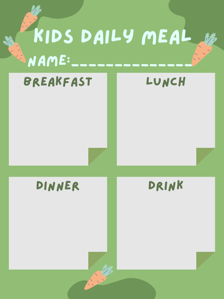 My Daily Meal Menu Worksheet - Osmar Muñoz Ricaurte | PDF