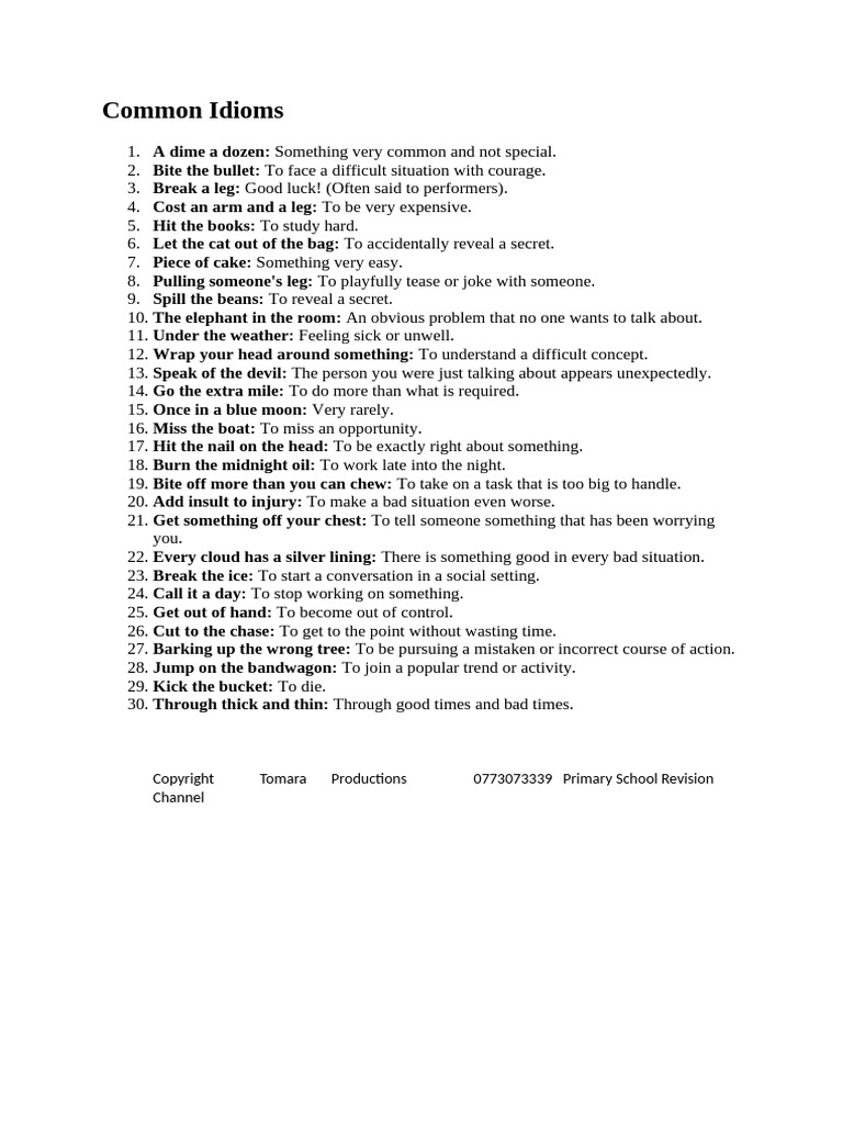 Common Idioms | PDF