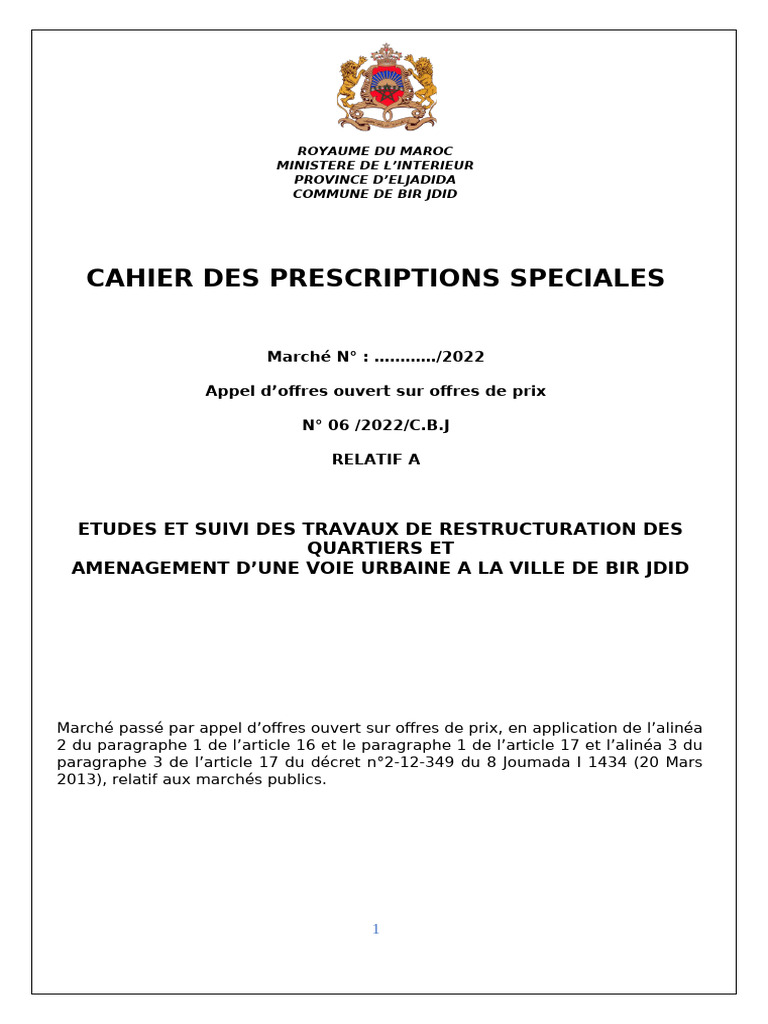 Appel d'offres pour travaux à Bir Jdid | PDF | Génie géotechnique ...