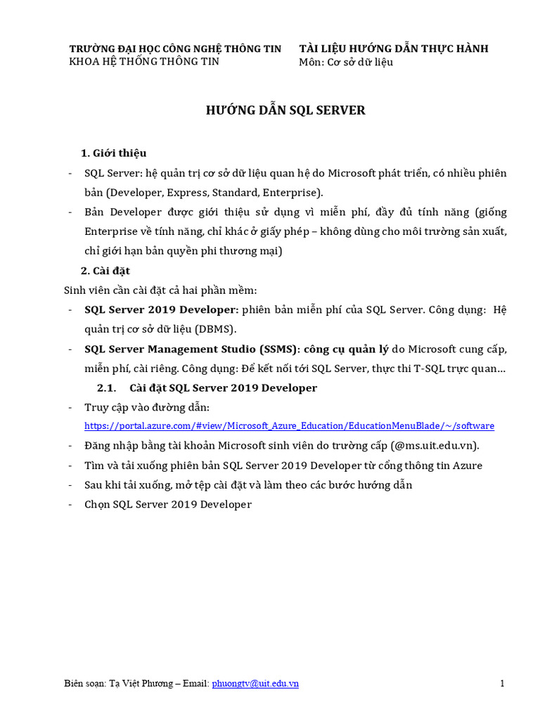 Huong Dan Cai Dat SQL Server | PDF