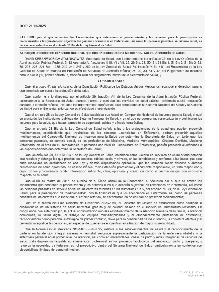 ACUERDO Por El Que Se Emiten Los Lineamientos Que Determinan El ...