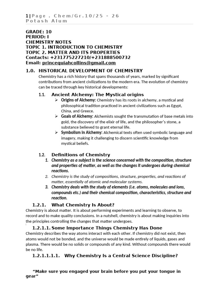 Gr. 10 1st PD Chemistry Notes-Alum | PDF | Mixture | Fahrenheit
