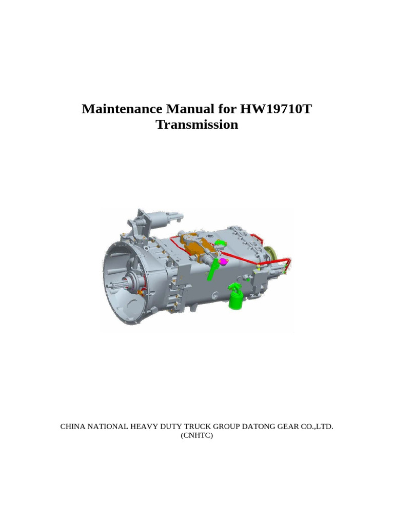HW19710T Maintenance Manual E | PDF | Manual Transmission | Gear