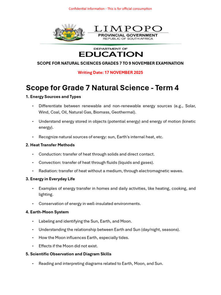 Earth and Space Science Exam Scope | PDF | Heat Transfer | Earth