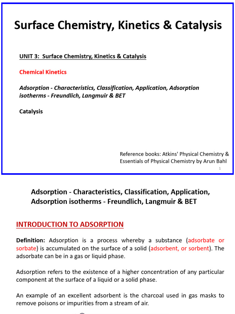 2 Unit 3 Adsorption | PDF | Adsorption | Chemistry