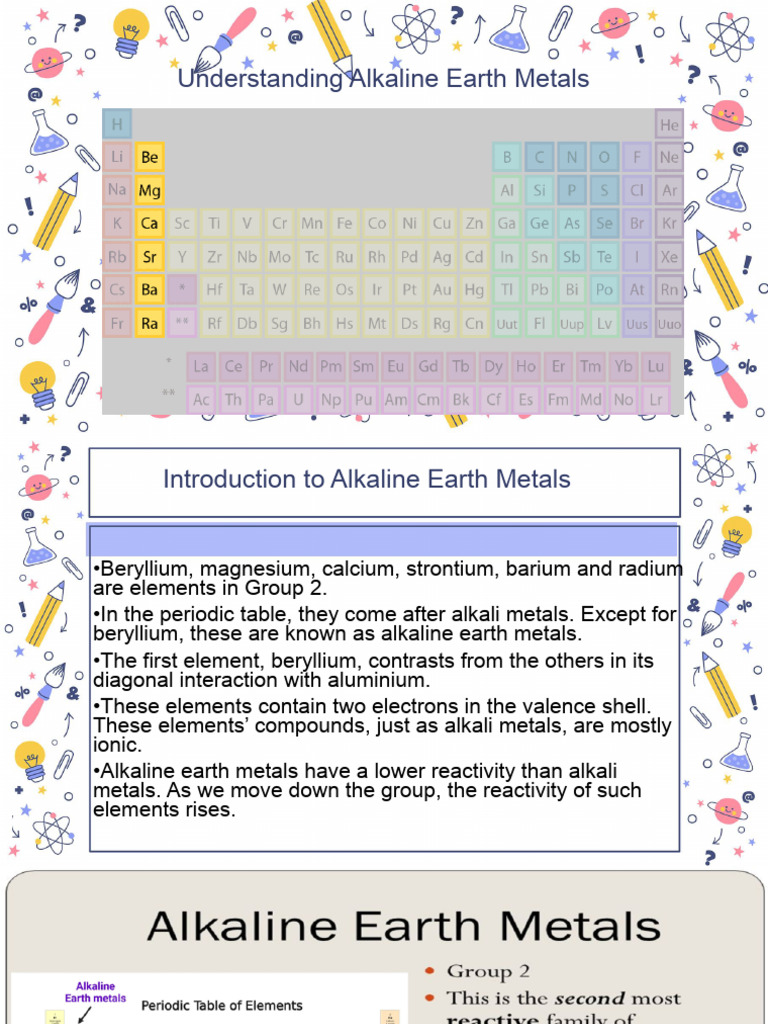 Alkaline Earth Metals Overview and Reactivity | PDF | Hydroxide | Ion