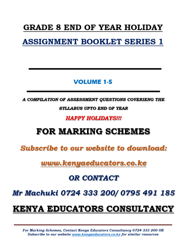Grade 8 Holiday Assignment Booklet | PDF | Insects