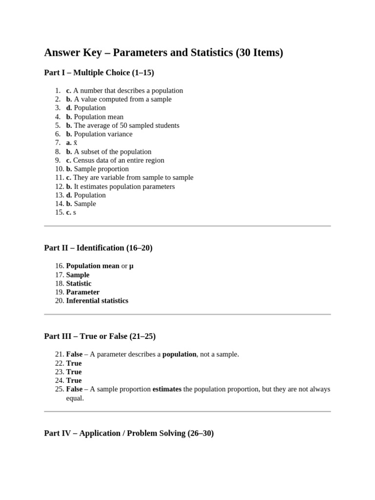 Answer Key Alvs | PDF | Sampling (Statistics) | Statistics