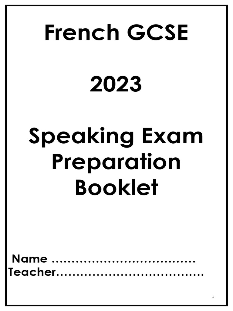 French GCSE Edexcel Speaking Booklet-2 | PDF | Grammar | Linguistics