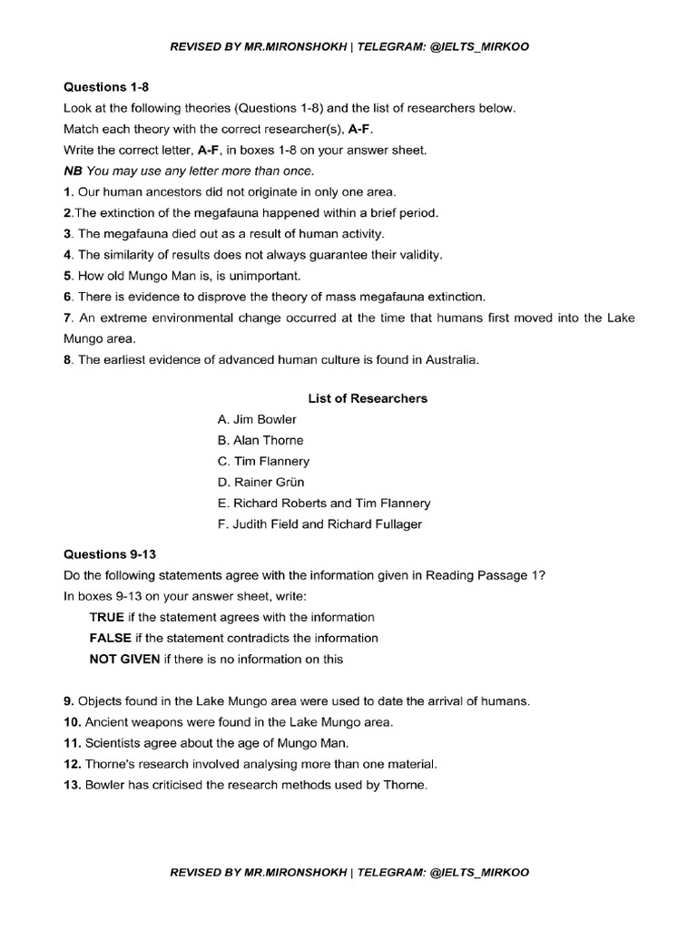 (@ielts - Mirkoo) CDI - Day 1 - Questions | PDF