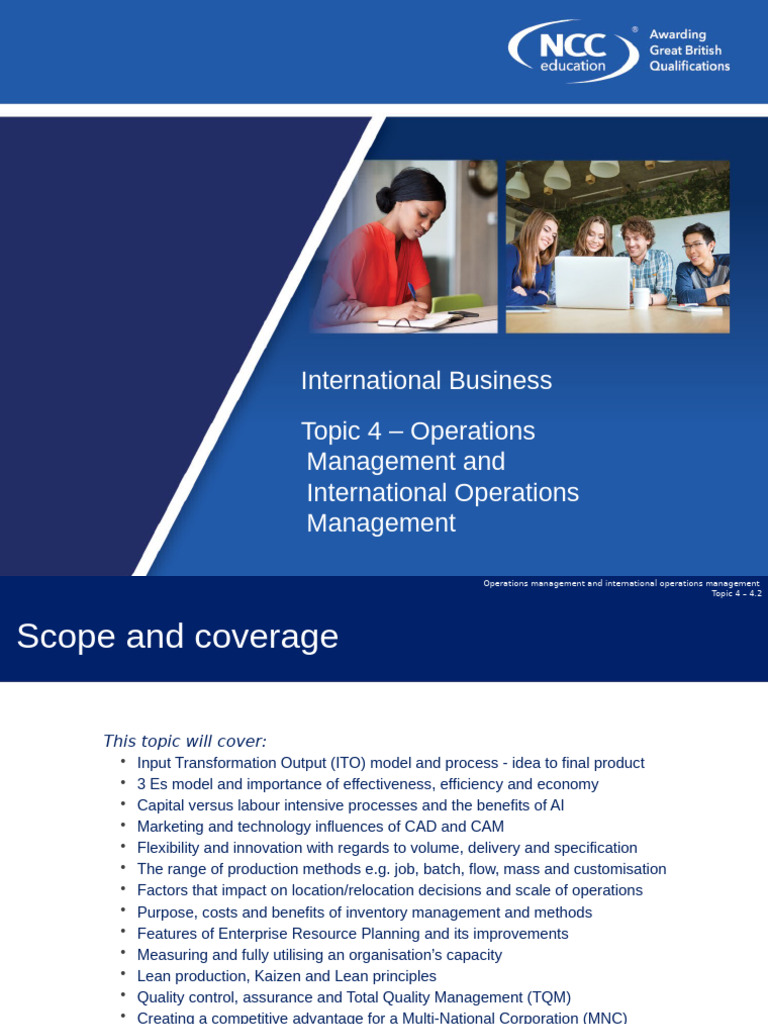 Internl Business - Topic 4 Operations Management and International ...