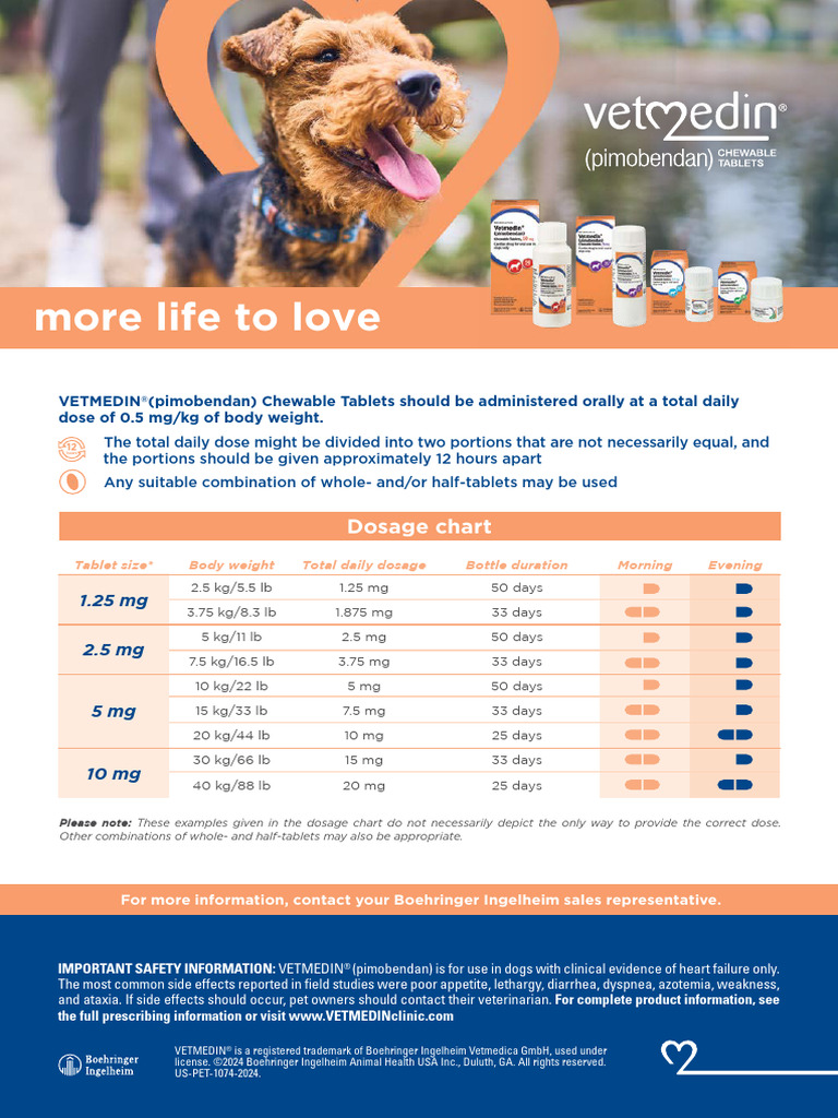 Vetmedin Dosage Chart for Dogs | PDF | Dose (Biochemistry) | Chemistry