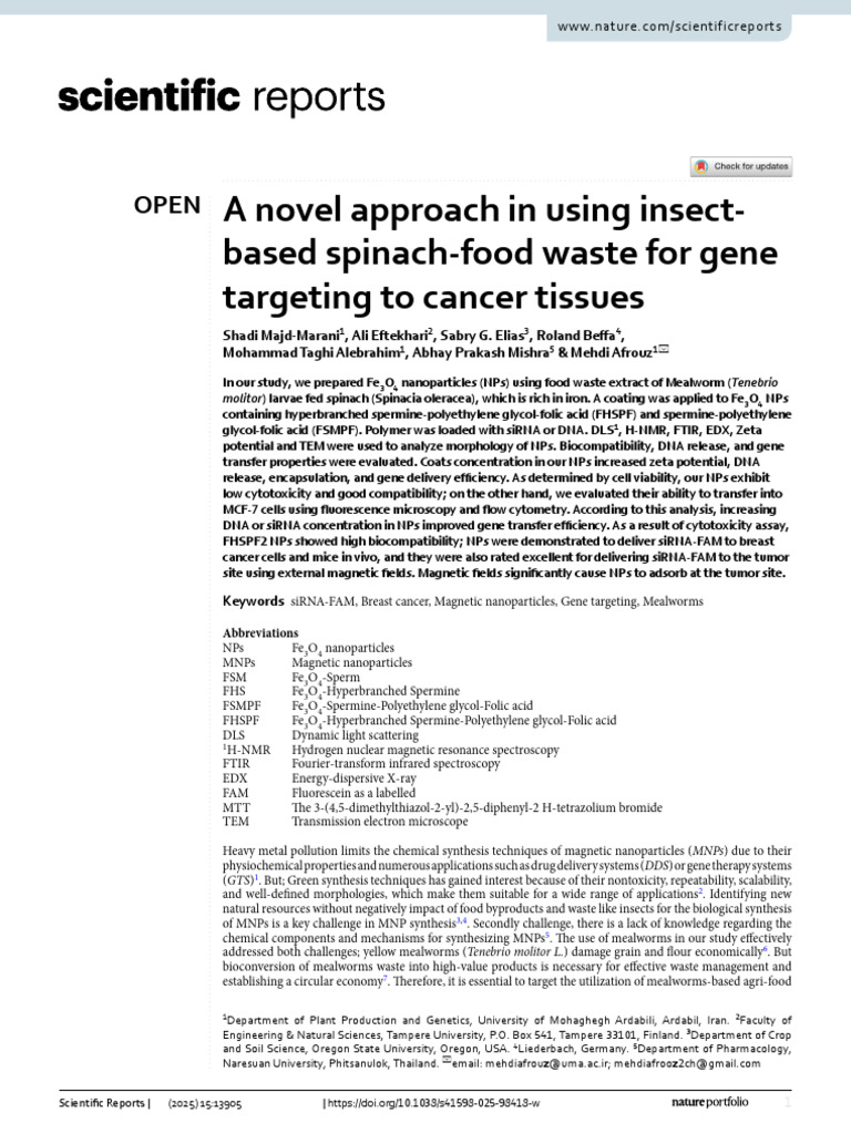 A Novel Approach in Using Insect-Based Spinach-Food Waste For Gene ...