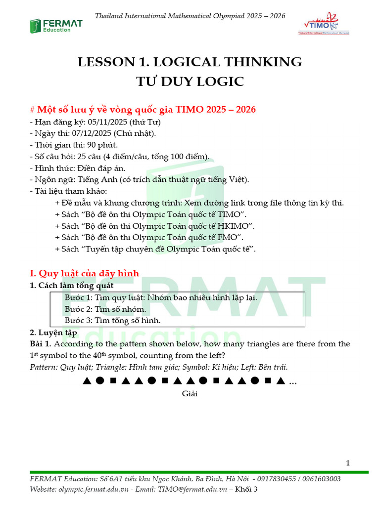 Lesson 1. Logical Thinking | PDF